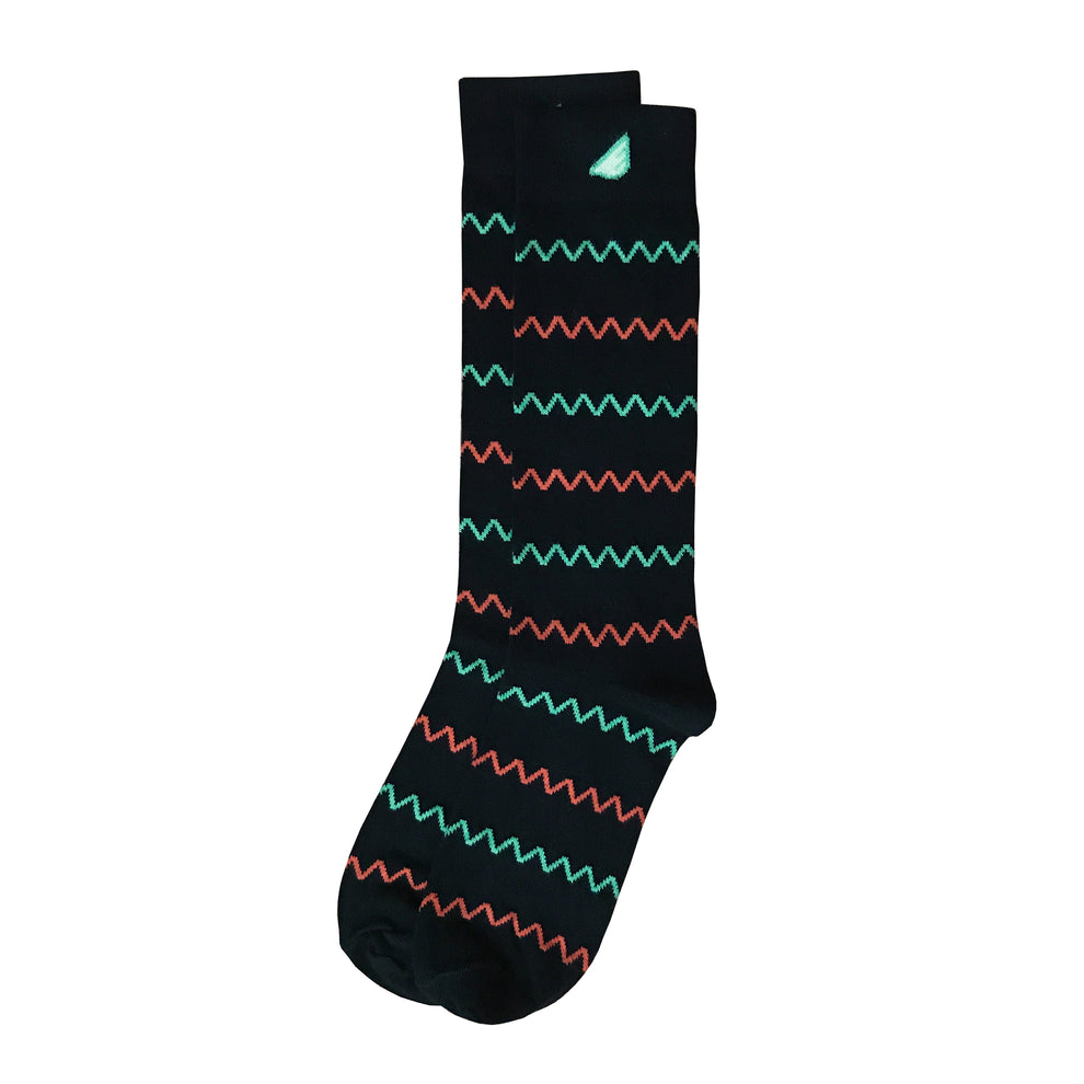 Men's Colorful Chevron Zig Zag Pattern Supima Cotton Black Dress Socks ...