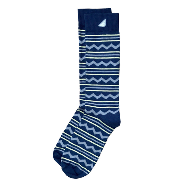 "Cliffhanger" Navy & Grey Chevron & Stripes Cotton Dress Socks ...